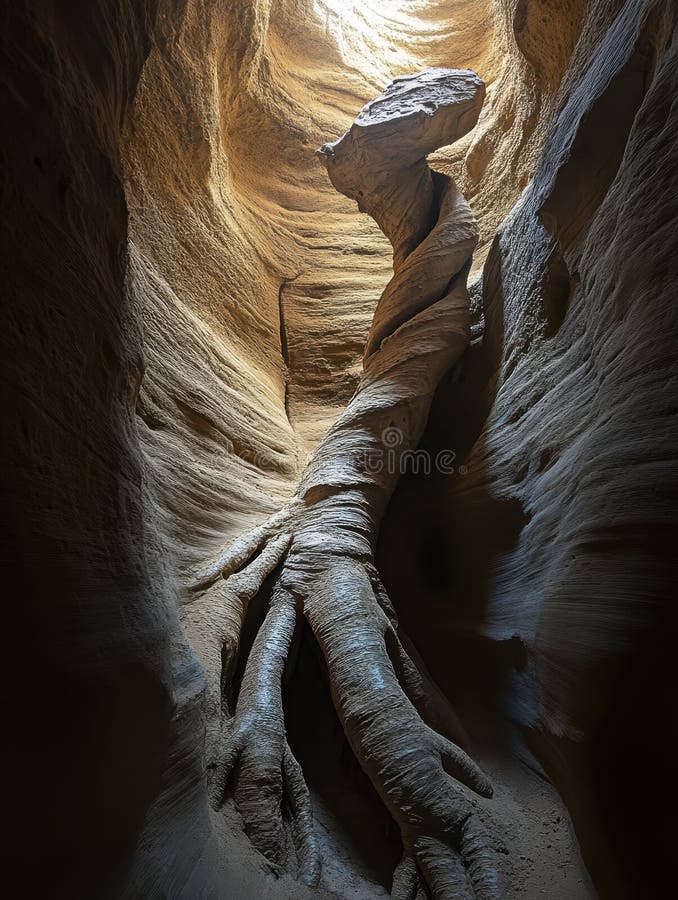 Ancient Stone Formation Twisted Canyon Dramatic Light Natural Rock ...