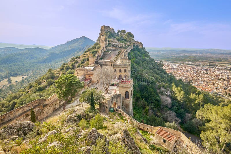Ancient Stone Fortress Xativa on the Rock Stock Photo - Image of brick ...