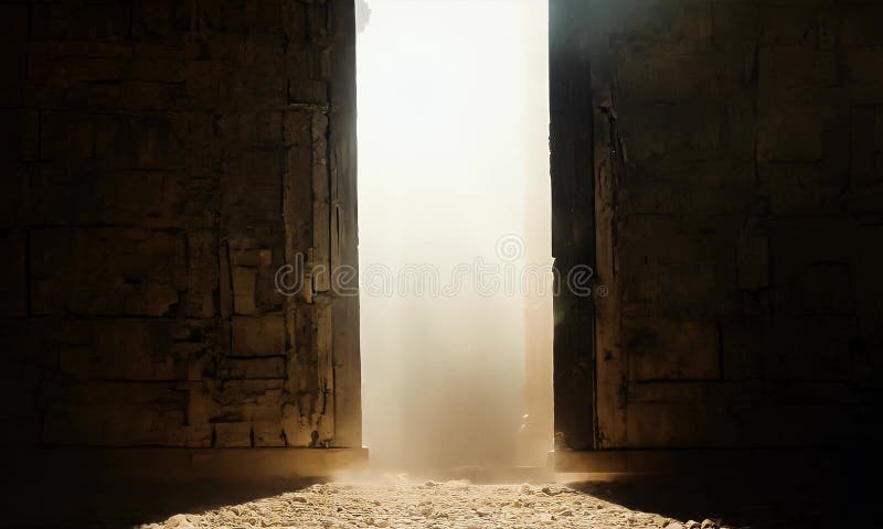 Ancient Stone Gate Opening To Light Stock Video - Video of illumination ...