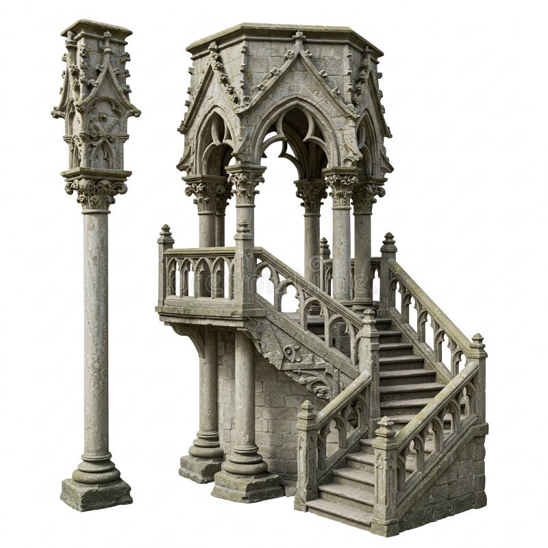 Stone Railing Isolated White Background Stock Illustrations – 531 Stone ...