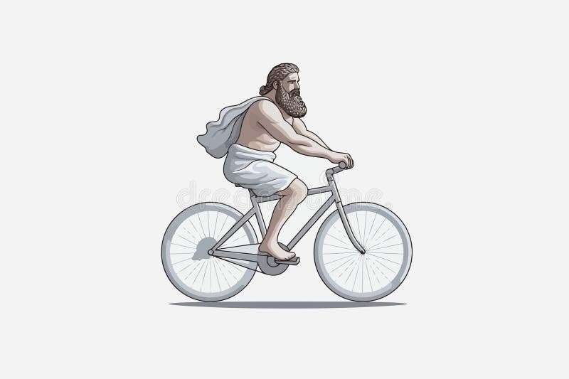 Ancient Stone Greek Statue Riding Bycicle Vector Isolated Illustration ...