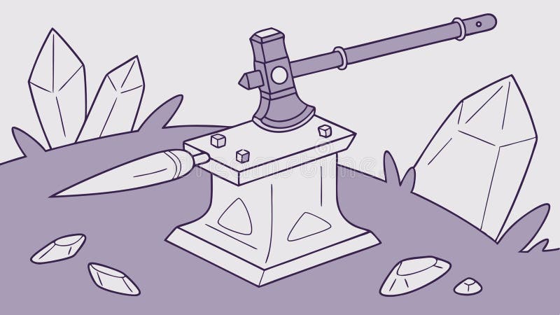 Ancient Stone Grinder with Crystals, Mystical Artifact, Vector Design ...