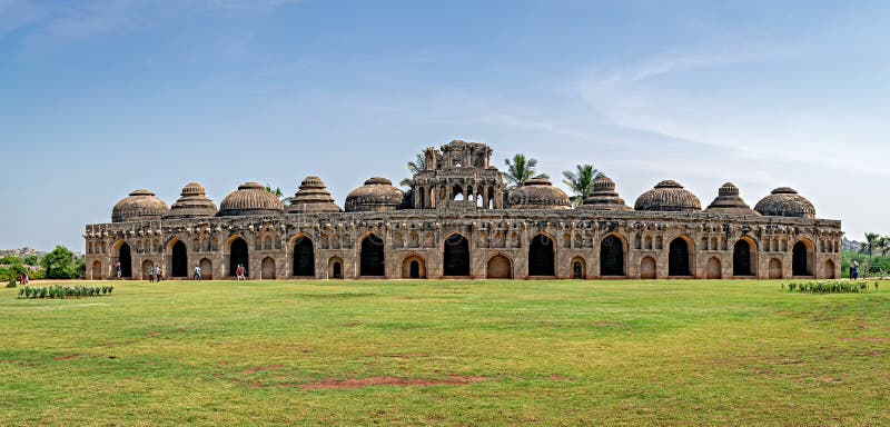 Ancient , Stone Made Elephant Stables in Hampi, Karnataka, India Stock ...