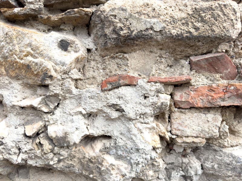 Ancient Stone Masonry with Red Brick and Weathered Rock Texture Stock ...