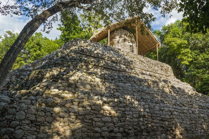 Ancient Mayan Temple Lost in Forest, Mexico Stock Image - Image of ...