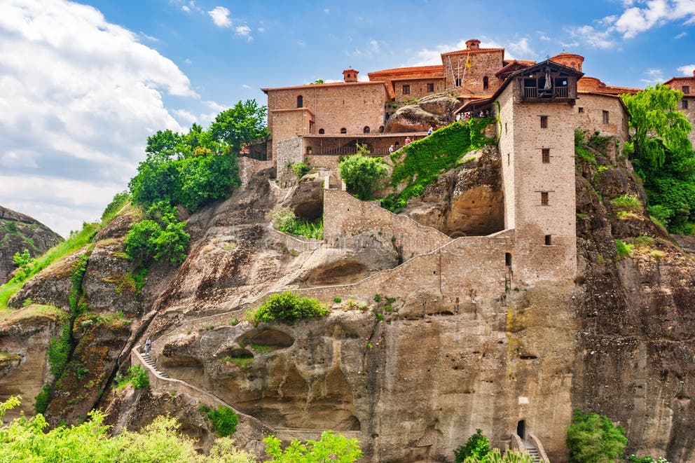 Ancient Stone Monastery Complex Built on Dramatic Vertical Cliffs in ...