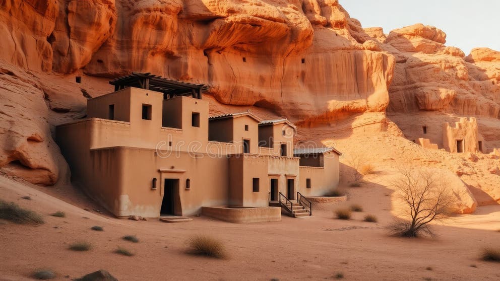 Ancient Stone Monastery Hidden in Cliffs Stock Illustration ...