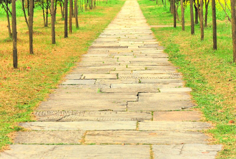 Ancient Stone Path in Garden Stock Image - Image of facade, passageway ...