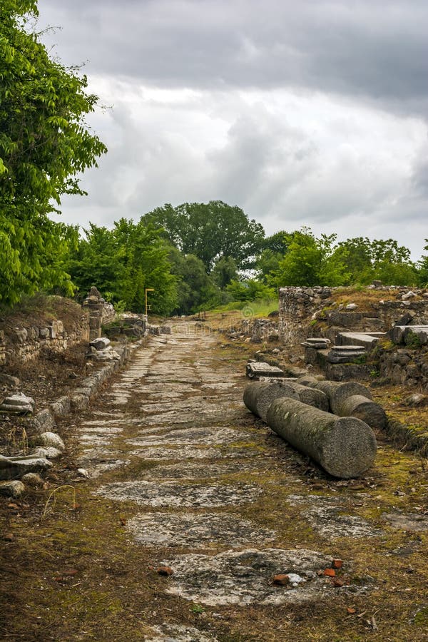 Ancient Stone Path and Ruins in Dion, Greece Stock Image - Image of ...