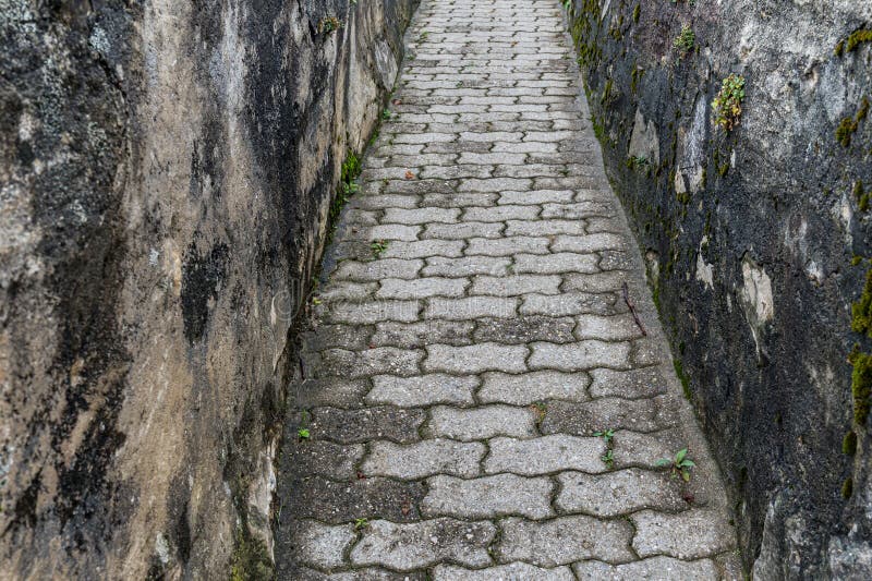 Ancient Stone Path with Walls. Switzerland Stock Photo - Image of brick ...