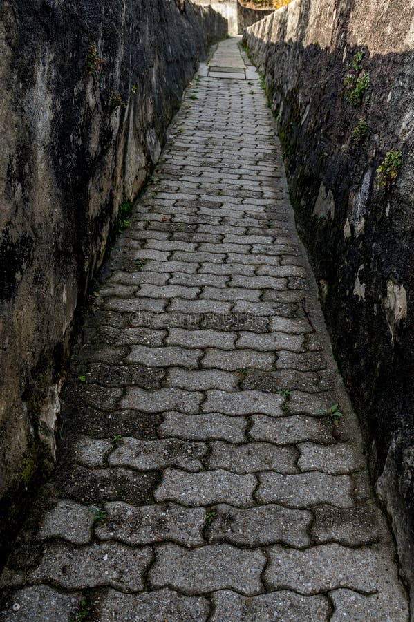Ancient Stone Path with Walls. Switzerland Stock Photo - Image of ...