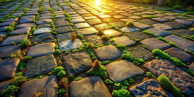 Ancient Stone Pathway Detailed Overhead View of a Weathered Cobblestone ...