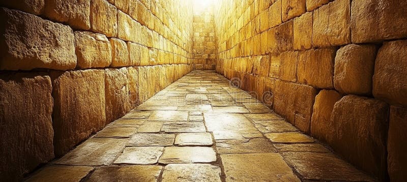 Ancient Stone Pathway, a Narrow Passage with Sunlight Illuminating a ...
