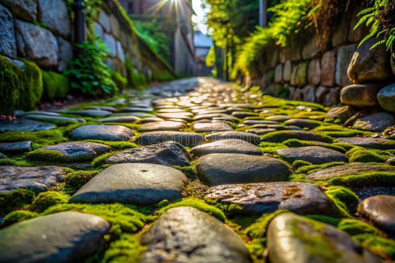 Step Pathway with Stepping Stones through Garden, Surrounded by ...