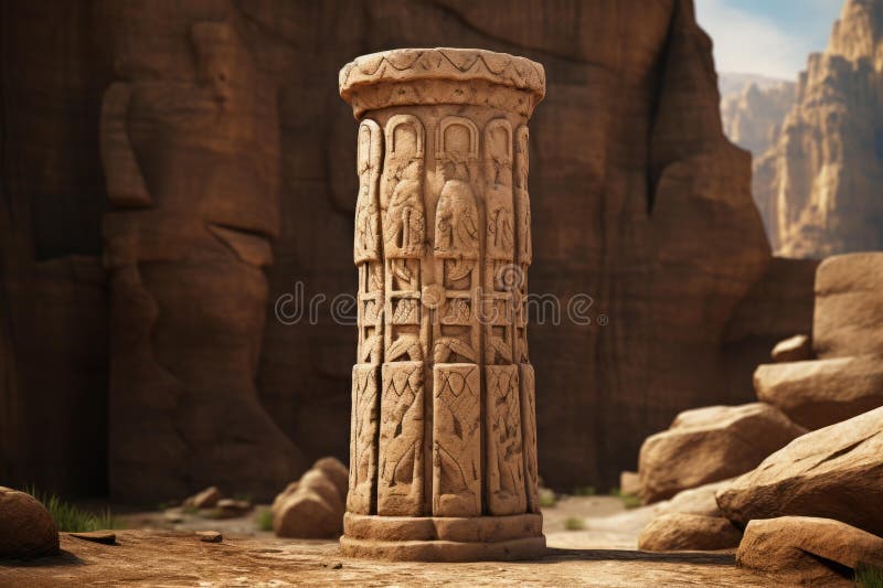 Ancient Stone Pillar Middle Eastern in Desert. Generate Ai Stock ...