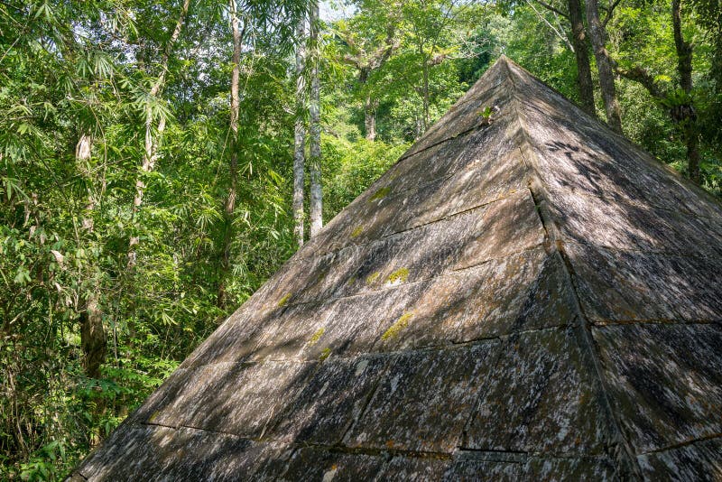 Ancient Stone Pyramid in the Forest Stock Image - Image of trees ...