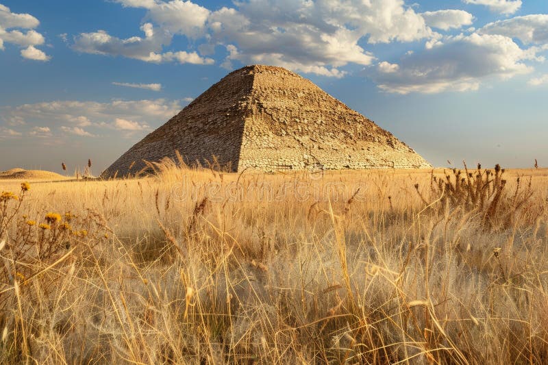 Ancient Stone Pyramid Standing in a Field of Dry Grass Stock ...
