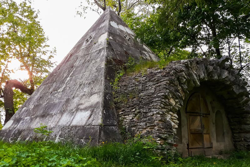 Ancient Stone Pyramid Standing in the Forest. Unusual Old Cellar for ...
