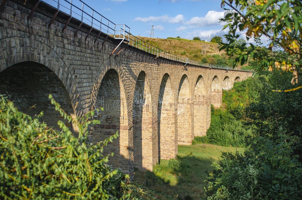 Ancient Stone Railway Arch Bridge Over the Valley Stock Image - Image ...