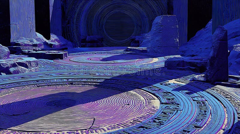 Ancient Stone Ruins in an Abstract Digital Artwork, Featuring Intricate ...