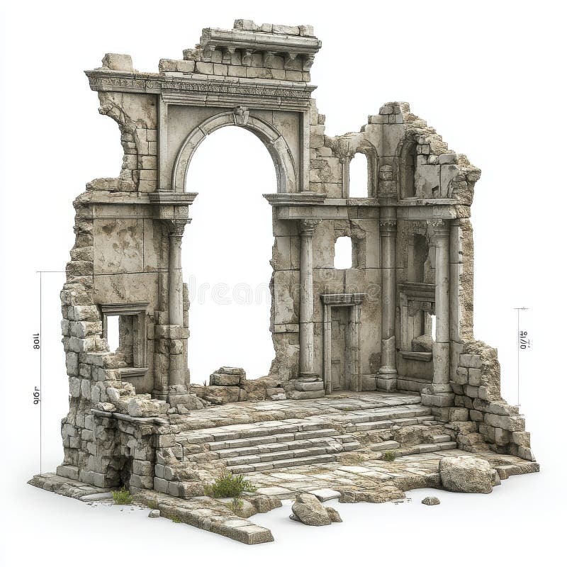 Ancient Stone Ruins ?Detailed 3D Render of Crumbling Architecture Stock ...
