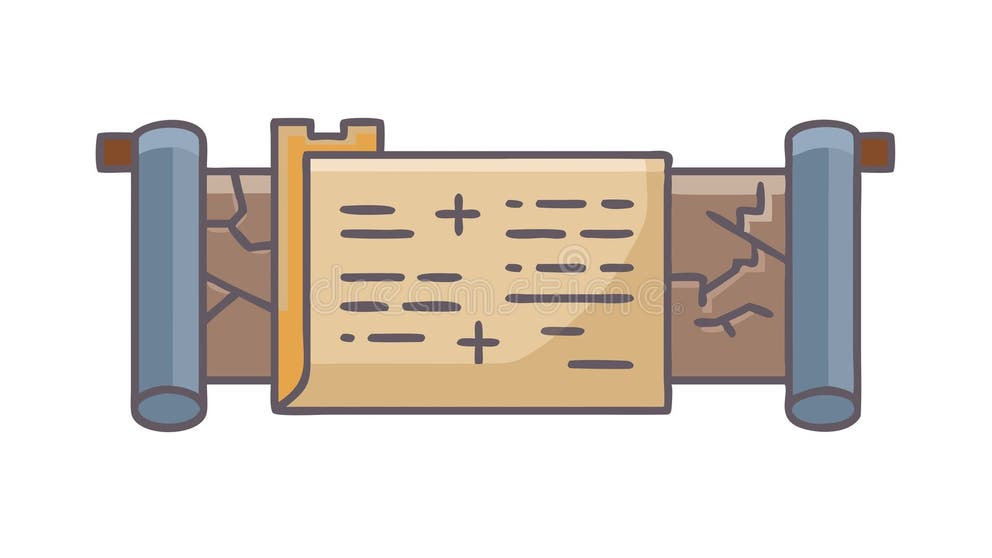 Ancient Stone Scroll with Map and Hieroglyphs Vector Illustration ...