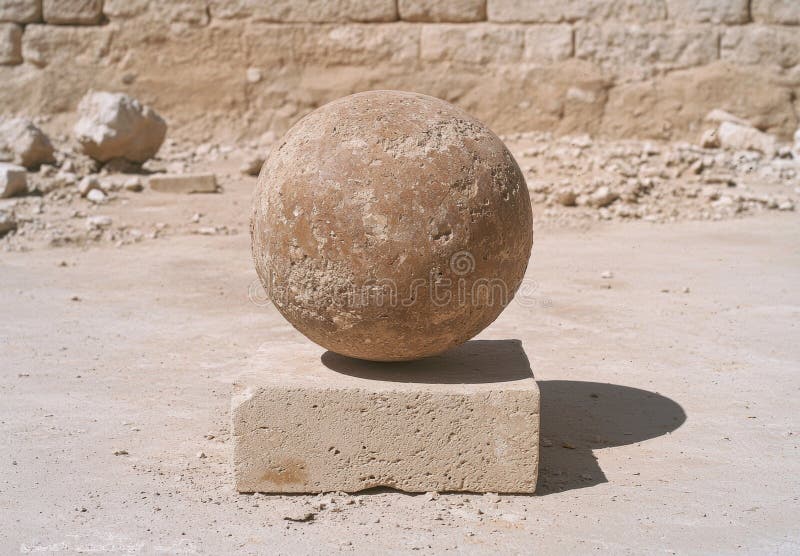 Ancient Stone Sphere on Pedestal Stock Illustration - Illustration of ...