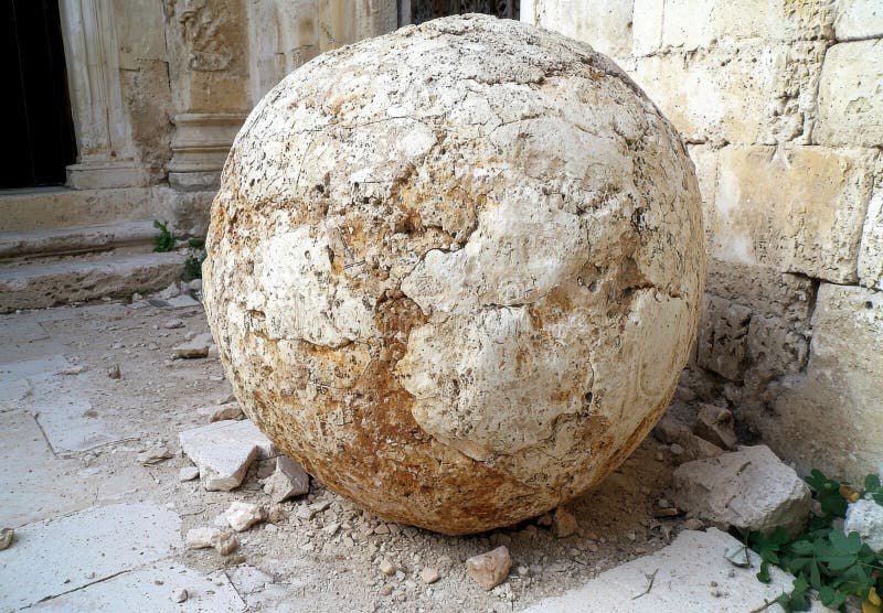Ancient Stone Sphere Rests in Ruins Stock Illustration - Illustration ...