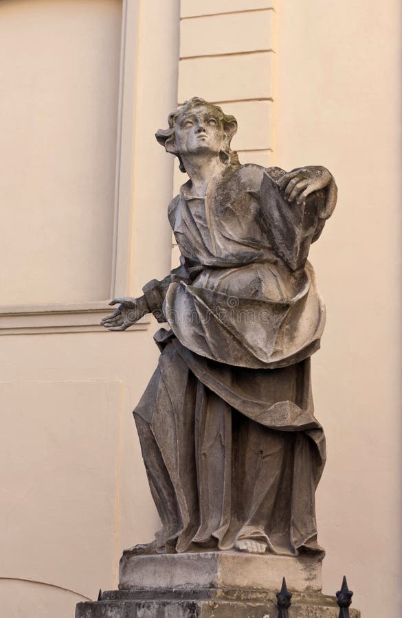 Ancient Stone Statue of a Historical Figure in Dramatic Pose Stock ...