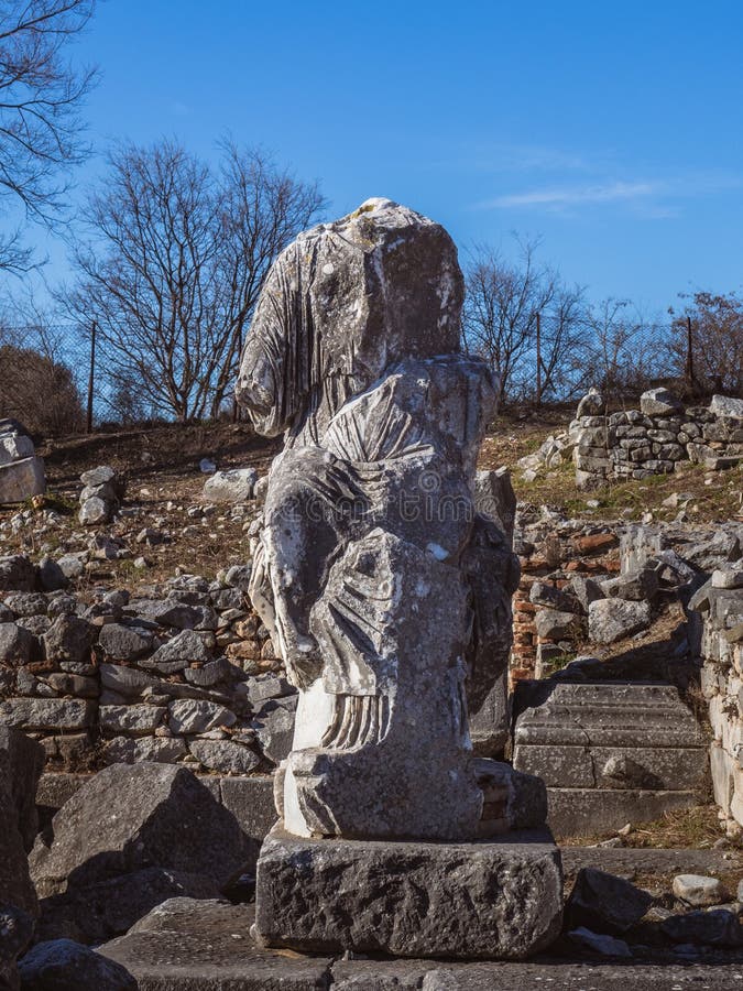 Ancient Stone Statue from the Roman Period - Philippi, Greece Stock ...