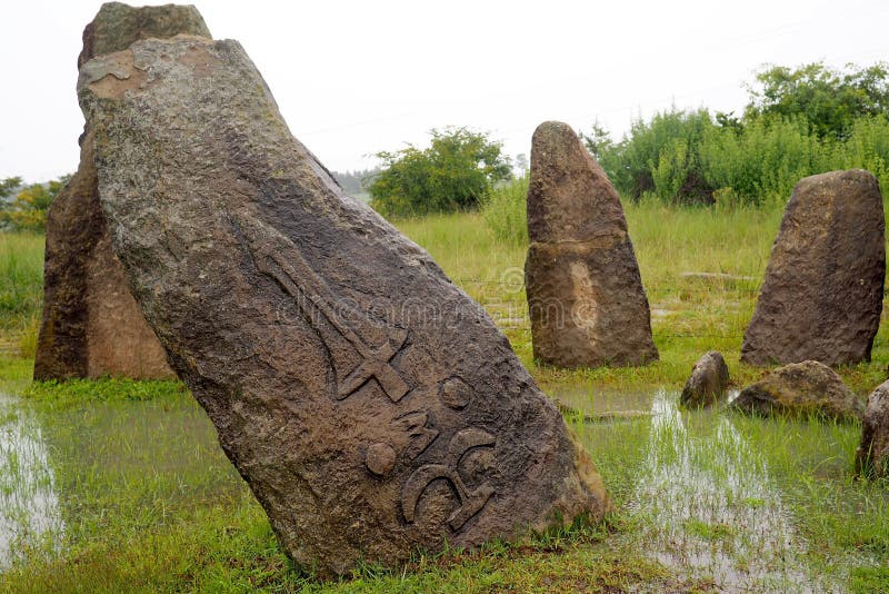 Ancient Stone Stelae at Tiya, Ethiopia Stock Photo - Image of history ...