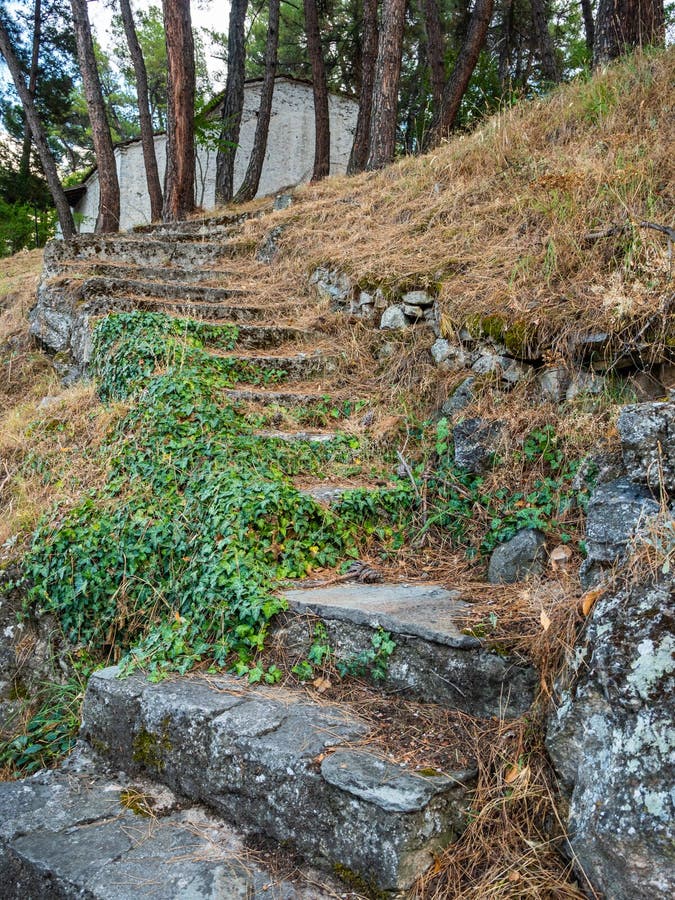 Ancient Stone Steps Up the Slope To the Building of a Chapel in Greece ... Ancient Stone Steps Up the Slope To the Building of a Chapel in Greece ...