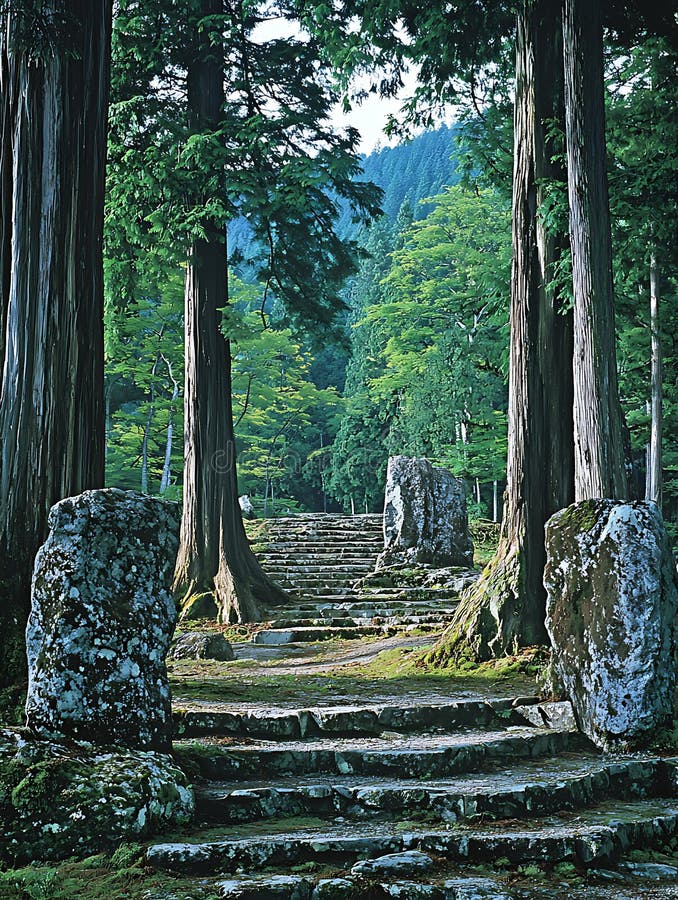 Ancient Japanese Cedar Trees Stock Illustrations – 17 Ancient Japanese ...