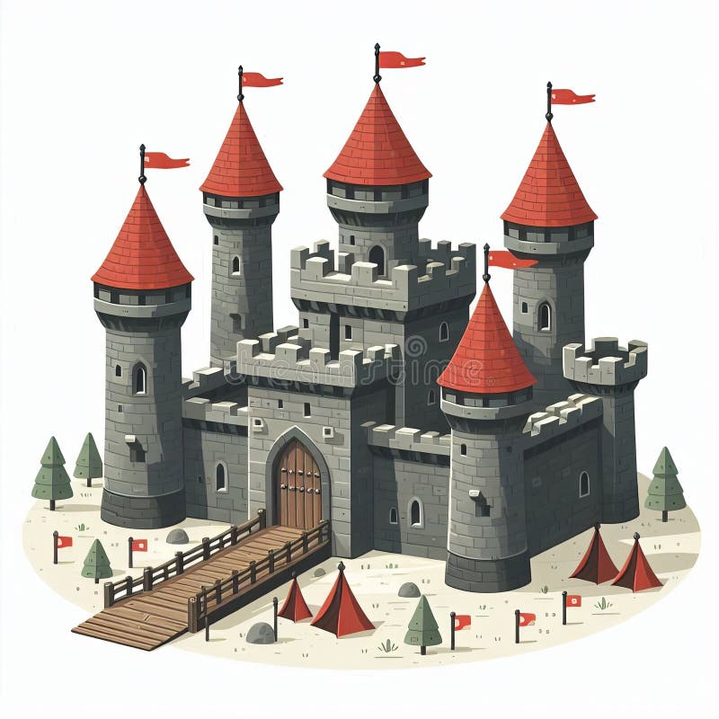 Ancient Stone Stronghold stock illustration. Illustration of times ...