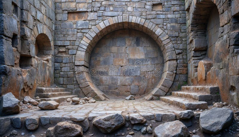 Ancient Stone Structure with Arched Entrance in a Ruined Historical ...