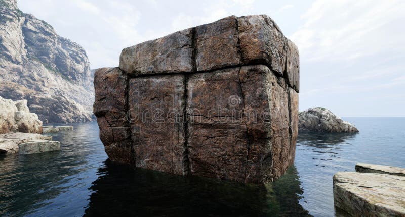 Ancient Stone Structure in the Ocean. Stock Illustration - Illustration ...
