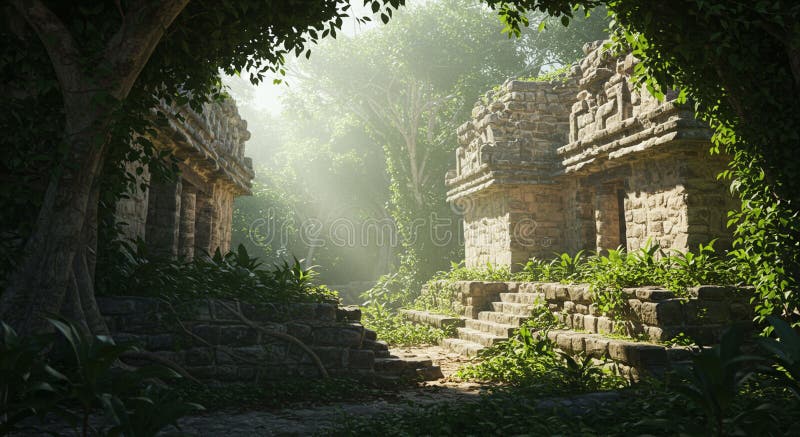 Ancient Stone Structures are Enveloped by Dense Jungle Foliage ...