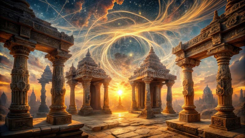 Ancient Stone Structures at Sunrise with Celestial Phenomena ...