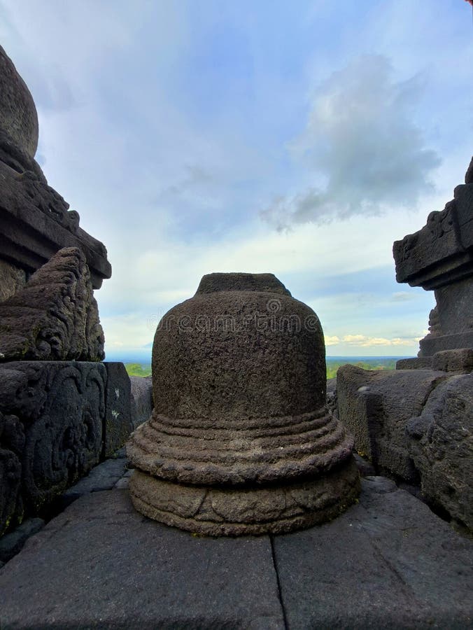 Ancient Stupas of Borobudur Temple Under Blue Sky Stock Photo - Image ...