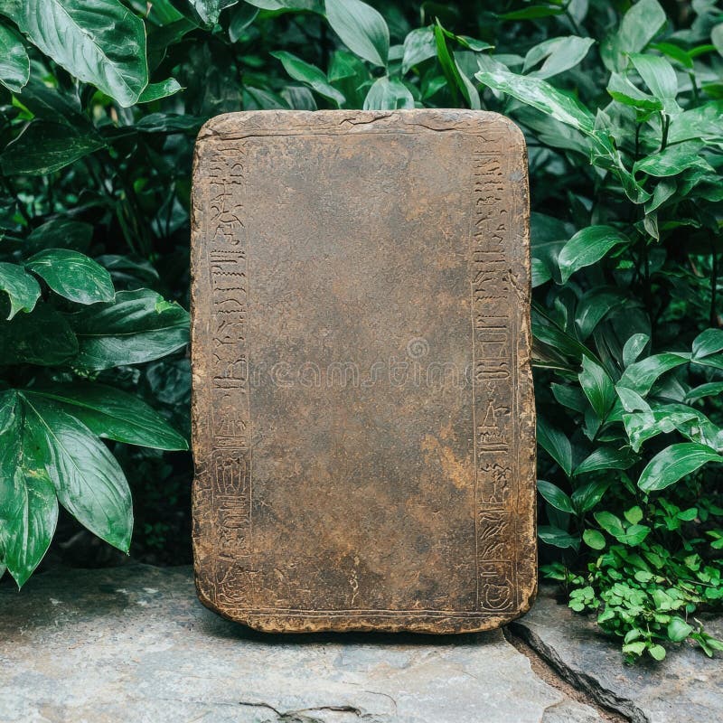 Ancient Stone Tablet with Hieroglyphic Inscriptions Stock Illustration ...