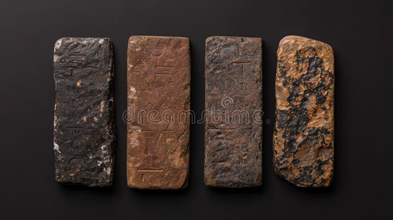 Ancient Stone Tablets with Carved Symbols Stock Illustration ...