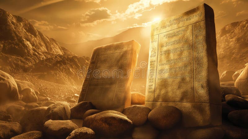 Ancient Stone Tablets with Inscriptions of Biblical Commandments ...