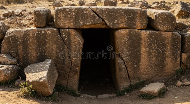 Ancient Stone Tomb Entrance at Archaeological Site Stock Illustration ...