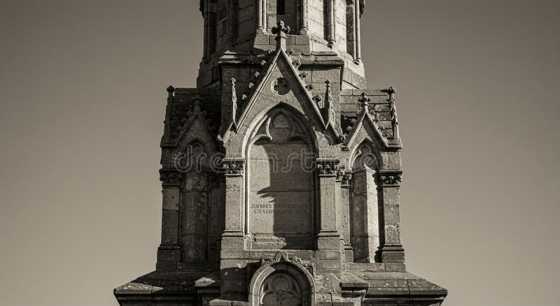 Ancient Stone Tower with Intricate Gothic Architectural Details ...