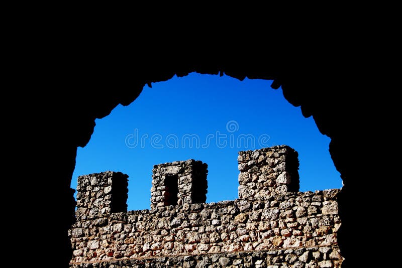 Ancient Stone Wall with Battlements Stock Image - Image of education ...