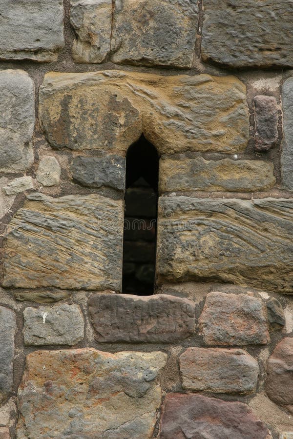 Ancient Stone Wall with Carved Ruined Window Stock Image - Image of ...