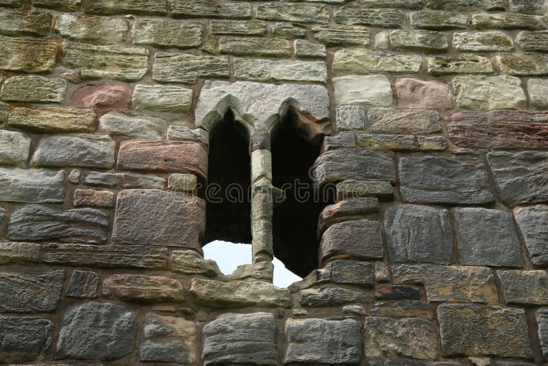 Ancient Stone Wall with Carved Ruined Window Stock Image - Image of ...