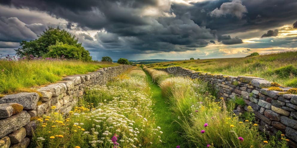 Ancient Stone Wall and Ditch a Glimpse into Medieval Fortifications and ...