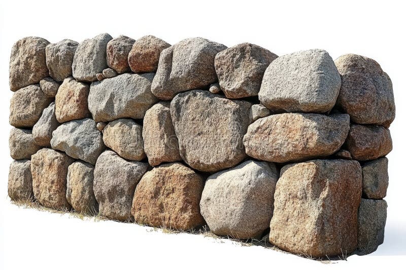 An Ancient Stone Wall, Isolated on a White Background, is Ideal for ...