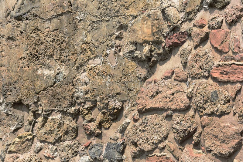 Ancient Stone Wall. Masonry of Old Dirty Stones and Bricks. Beautiful ...